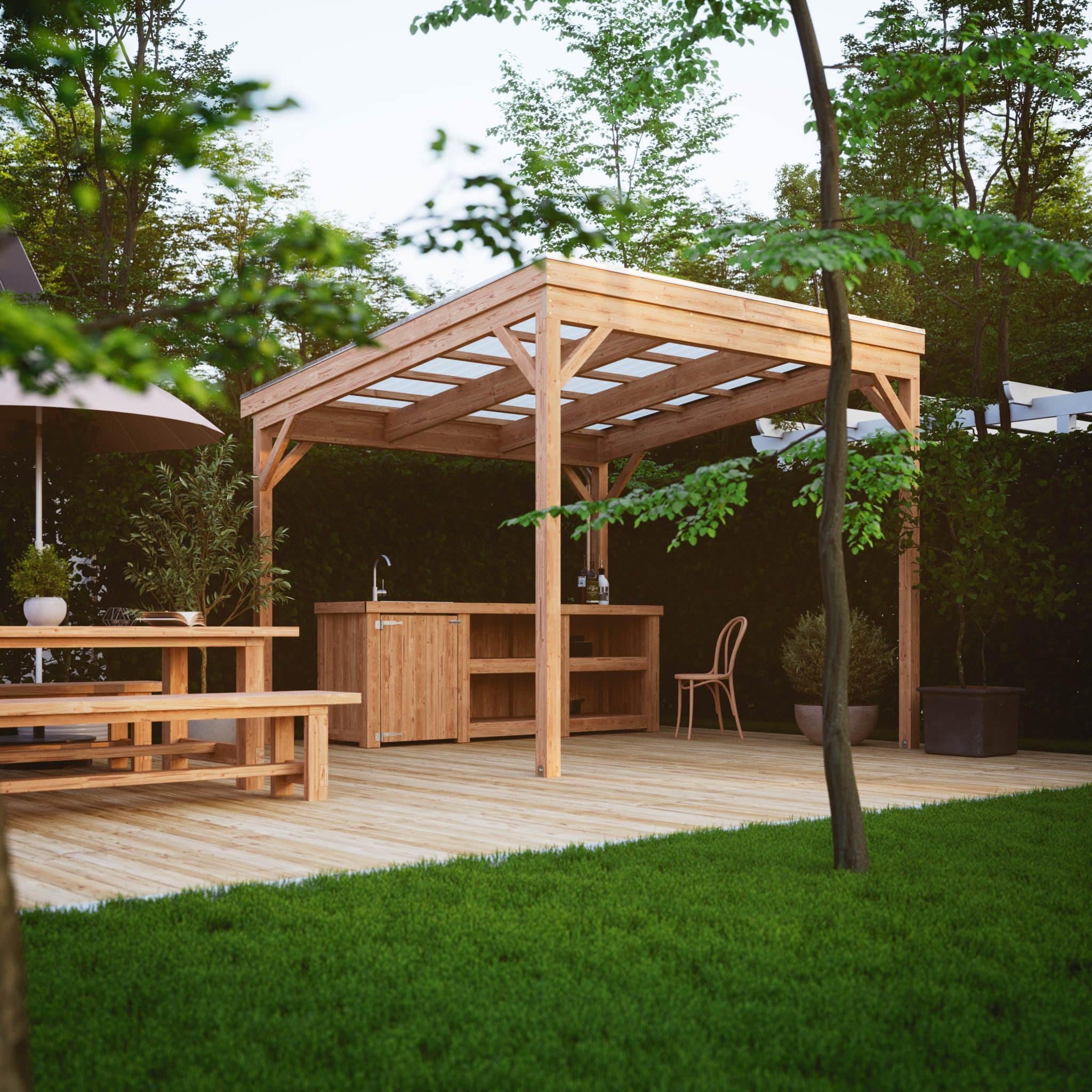 Freestanding canopy 3x3 m - DIY Plan - Build a pergola with a roof